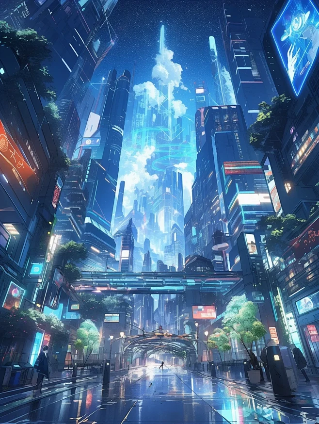 Midjourney关键词｜赛博科幻场景插画｜AIGC-花瓣网