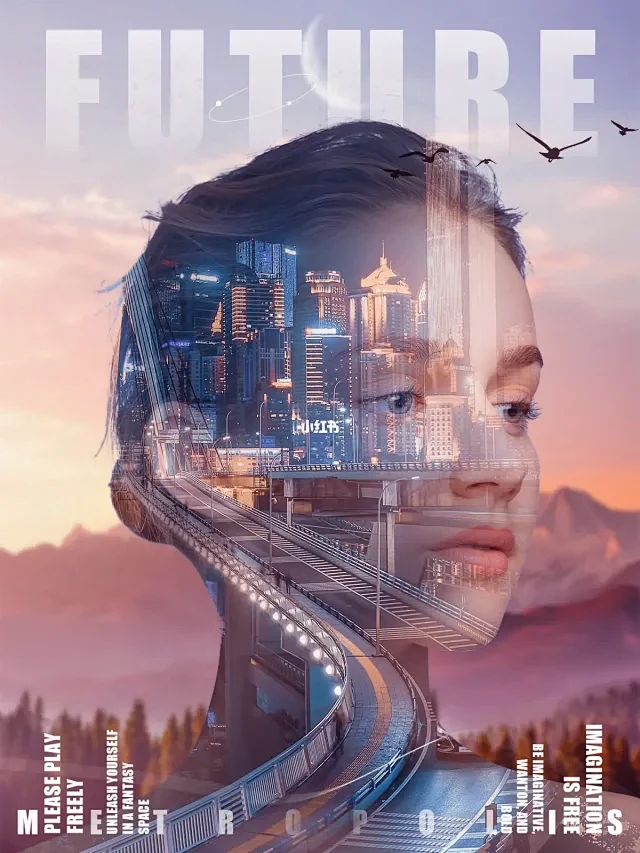 PS海报｜双重曝光效果-高级感拉满（教程）-花瓣网