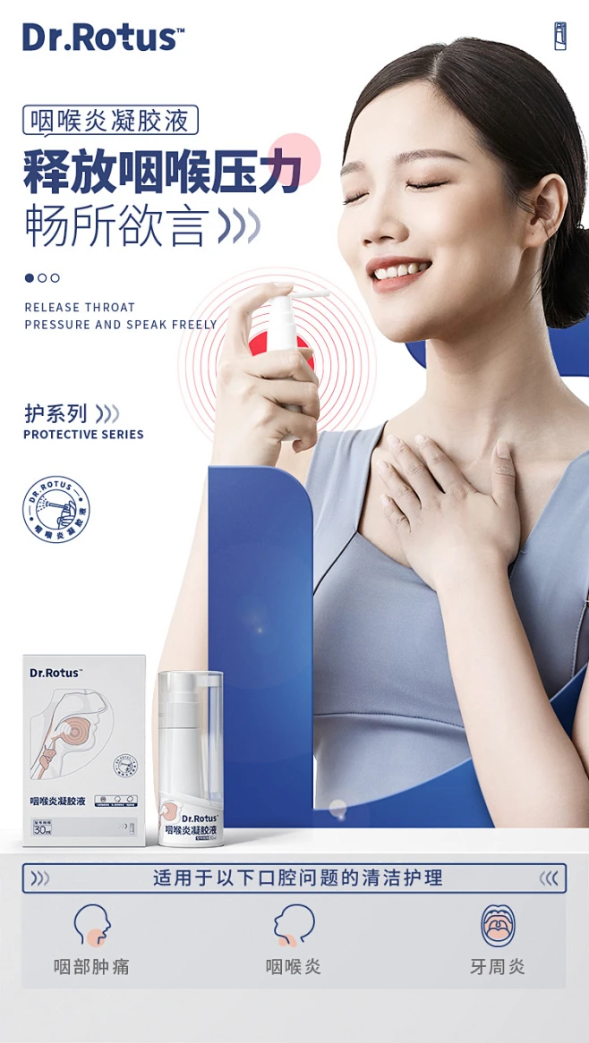 DR.ROTUS咽喉炎凝胶液急慢性咽炎喷雾剂咽喉肿痛口腔溃疡清洁口腔牙疼牙周上火牙龈疼咽扁康咽炎膏贴 DR咽炎凝胶液一盒咽炎喷雾丨专用的药咽扁 ...