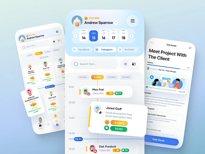 task manager dashboard ui kit ui design Mobile app crypto app game ui ...