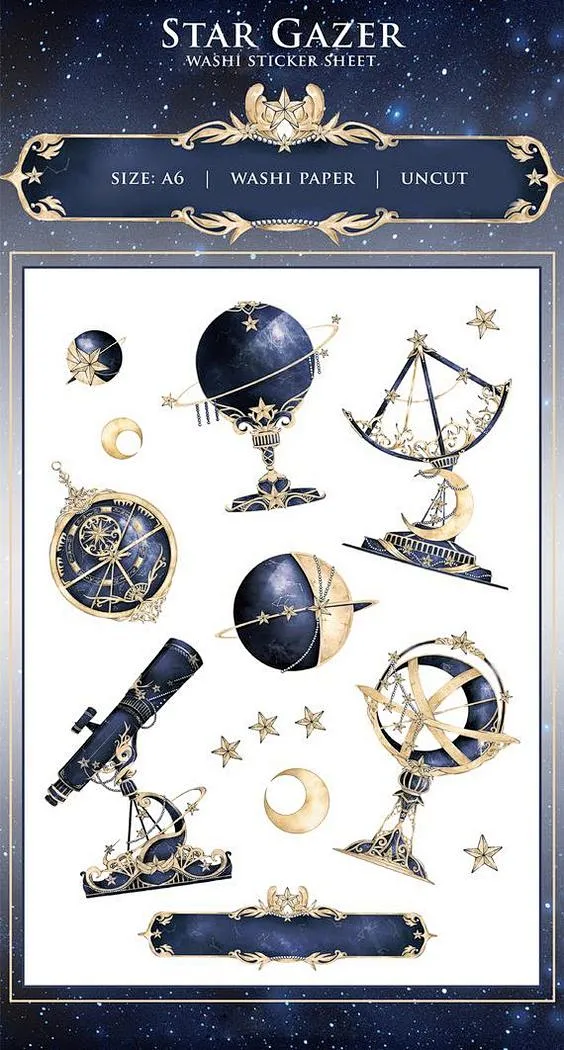 Astronomy Themed Sticker Sheet, Star Gazer, Space Sticker Sheet ...