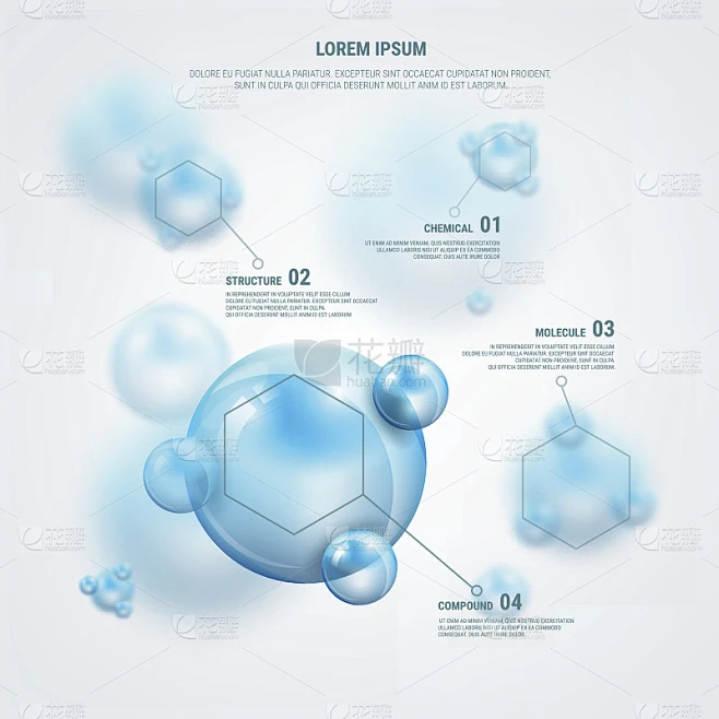 科幻分子矢量信息图与透明球体素材-花瓣网