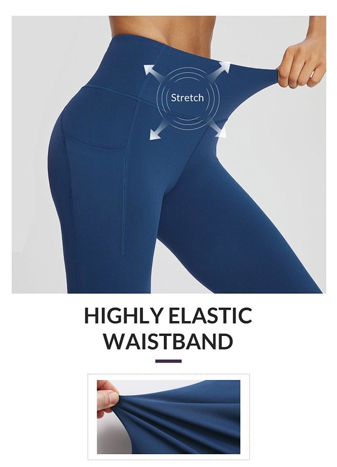 BALEAF Workout Leggings with Pockets for Women Tummy Control High ...