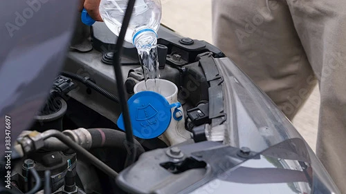 Asian man use basic step to check car before and after a road trip ...