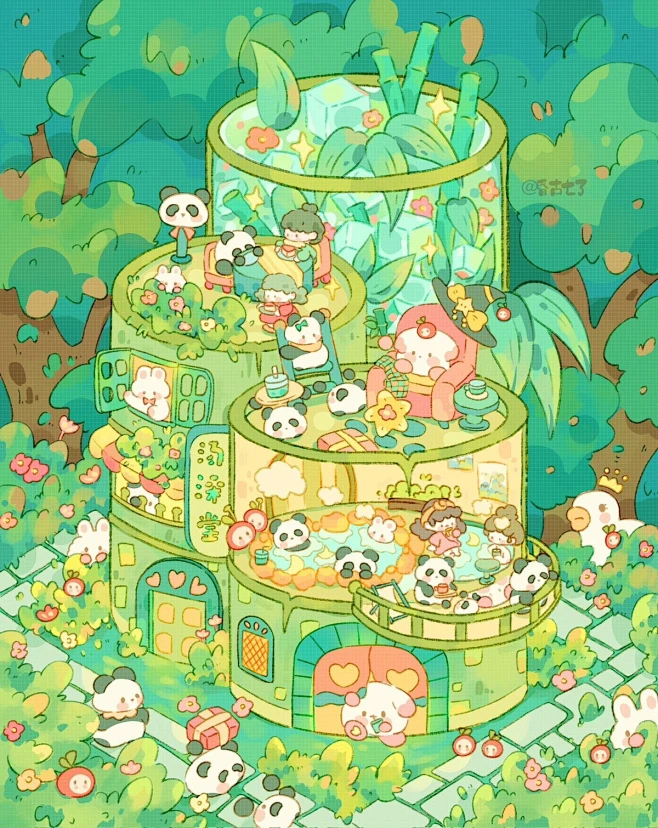 竹筒汤泉_我昏沽七了__插画师作品_涂鸦王国gracg.com-花瓣网