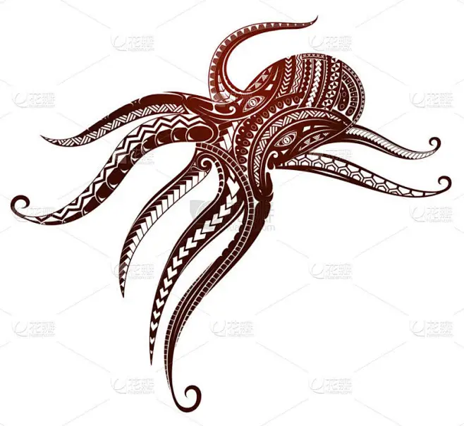 Maori style octopus tattoo-花瓣网