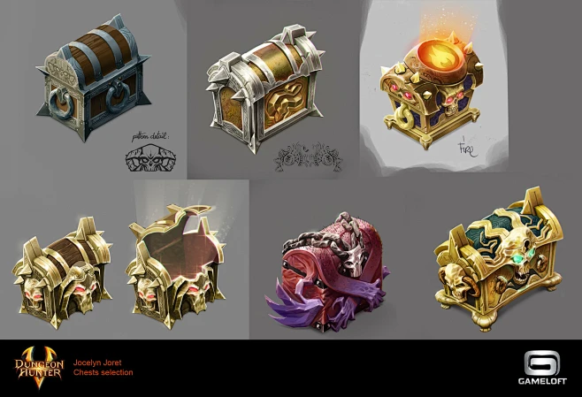 Chests design - Dungeon Hunter 5, Jocelyn Joret : Different chest ...