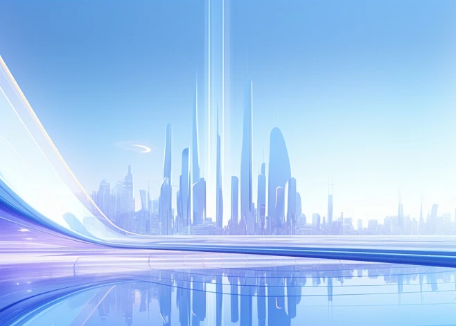 Futuristic blue sky design, a spacious futuristic abstract city with a ...