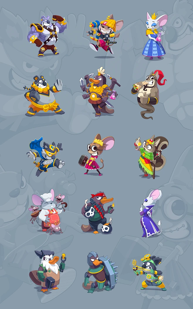 2D animal heroes koala mouse platypus squirrel vector-花瓣网