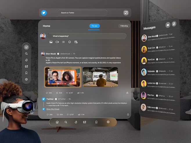 Spatial UI Design: Apple Vision Pro - Twitter UI apple design apple ...