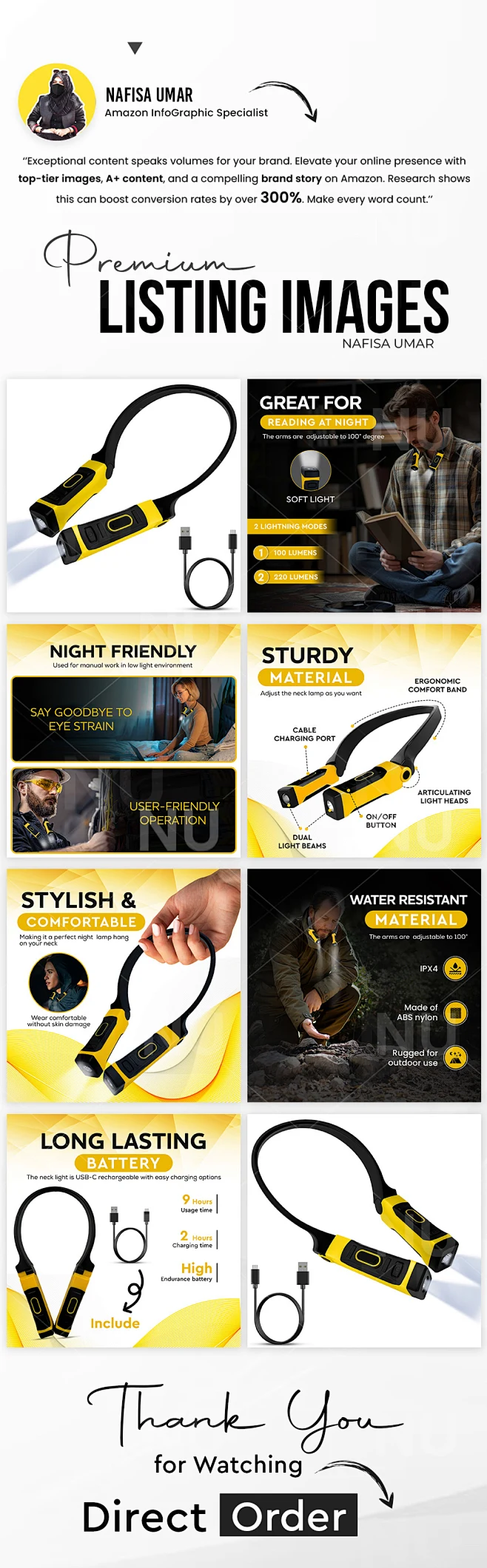 Premium Neck Light || Amazon Listing Infographics :: Behance-花瓣网