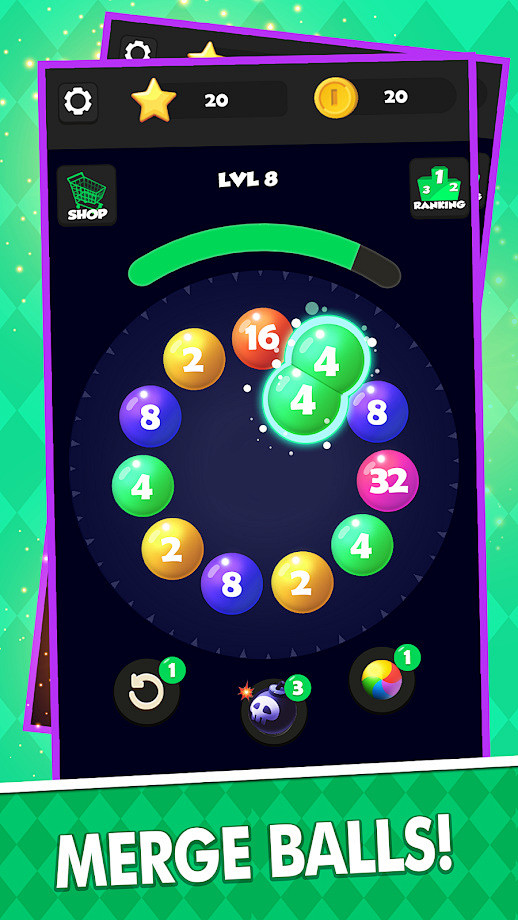 Merge Balls 2048 - 3D Free Ball Shoot Puzzle Game