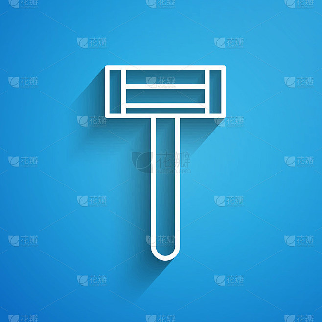 White line Shaving razor icon isolated on blue bac