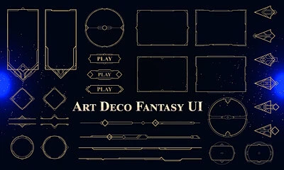 Set of Art Deco Modern User Interface Elements. Fantasy magic HUD. Good ...