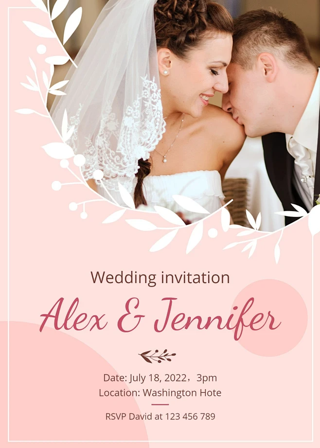 Simple Pink Color Block Decorate Wedding invitation letter素材-花瓣网