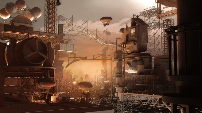 蒸汽朋克场景原画蒸汽朋克场景气氛图来自cgbook.cn (350)