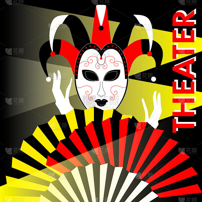 面具剧场女性面孔。死圣。戏剧面具。戏剧表演。戴口罩的艺伎。令人不安的面具。