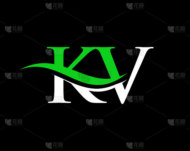豪华品牌的现代KV标志。首字母KV商业标志设计矢量。KV标志设计