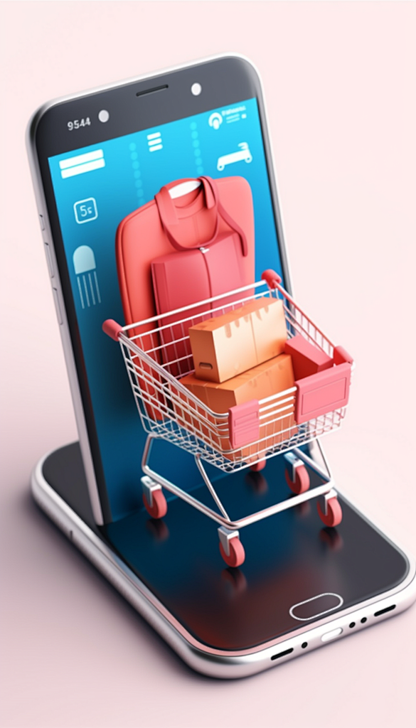 AI创意电商网购手机购物立体模型图片