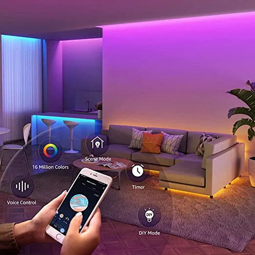 Lepro LED Strip Lights, 5m WiFi Smart LED Light Strip, Works with Alexa ...