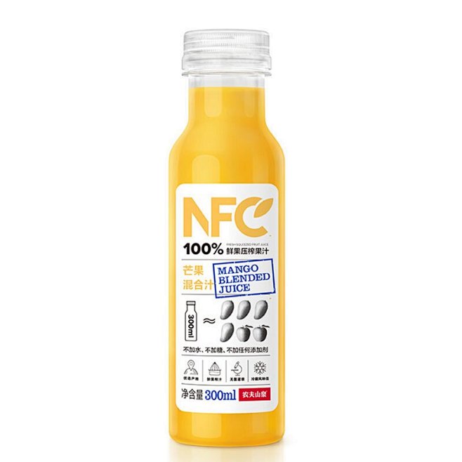 农夫山泉NFC果汁 100%NFC果汁芒果混合汁300ml*24瓶 饮料整箱装 非浓缩还原果汁 整箱-花瓣网