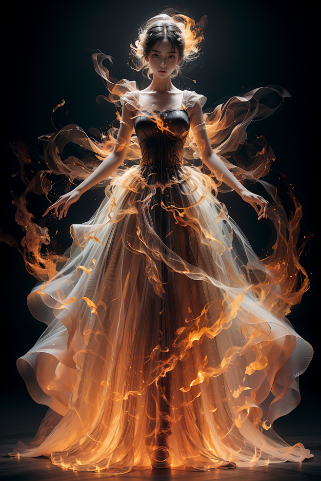 2072612709-2464027669-1 girl, solo, perspective, dress, bun, full body ...