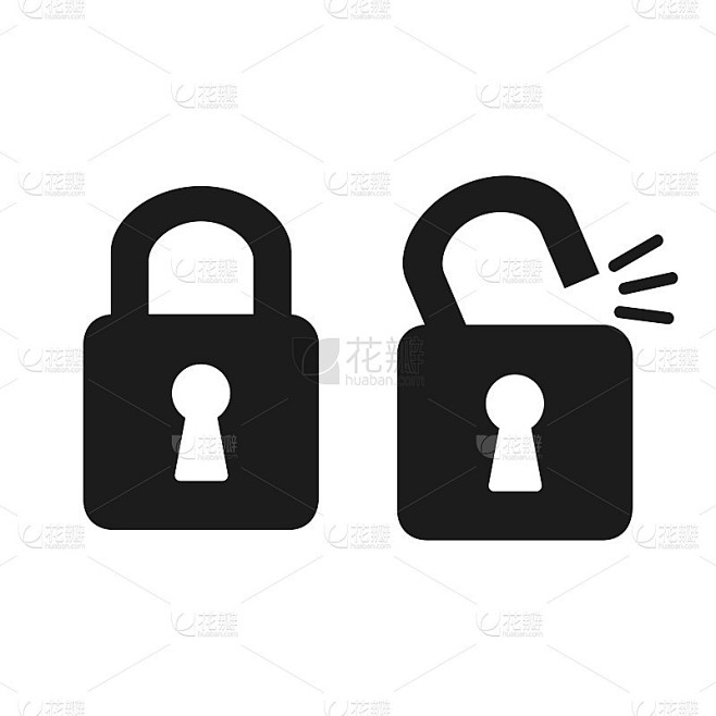 Lock two icons: closed and open – vector