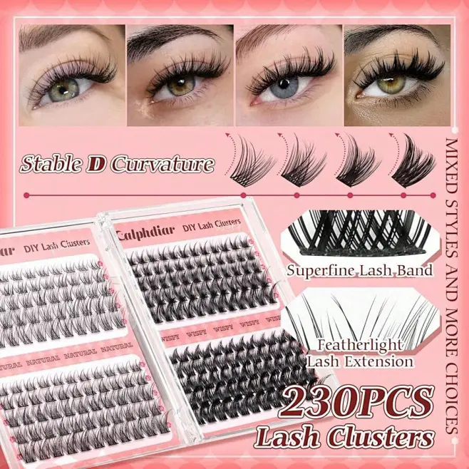 Calphidar Eyelash Clusters 30D+40D+50D+60D+80D+100D Lash Clusters Wispy ...