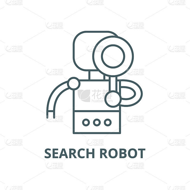 Search robot vector line icon, linear concept, out