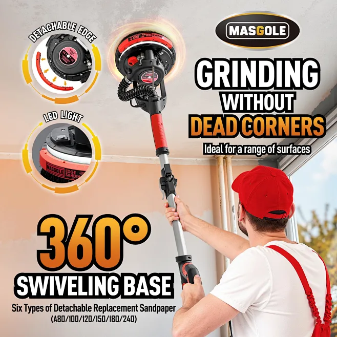 Drywall Sander with Vacuum Dust Collector, 6.0A Powerful Popcorn ...