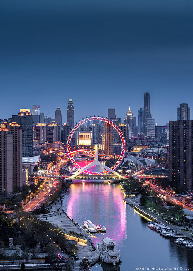 夜阑天津之眼 Tianjin China摄影照片