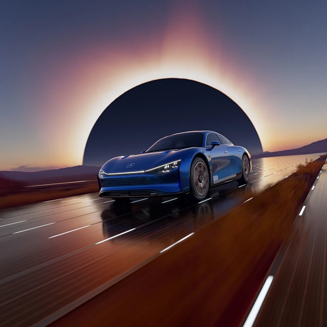 mercedes solar eclipse solar panel blender cycles 3D visualization EQXX-花瓣网