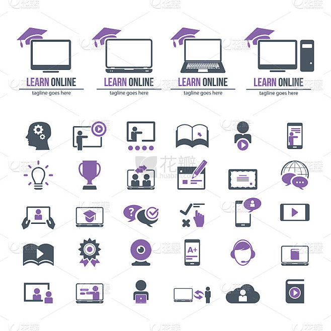 E-learning icons set