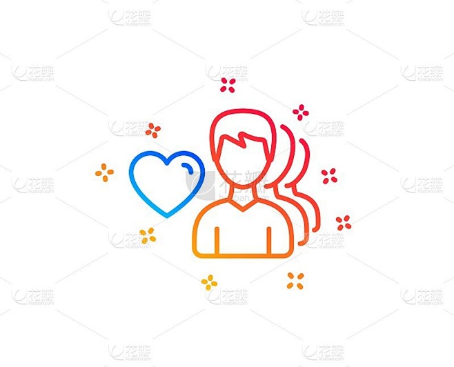 Couple Love line icon. Group of Men sign. Vector