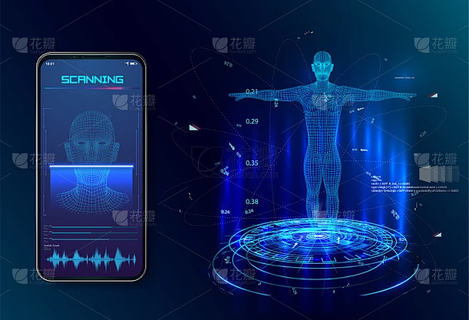 Robot. Artificial intelligence. Biometric identifi素材-花瓣网