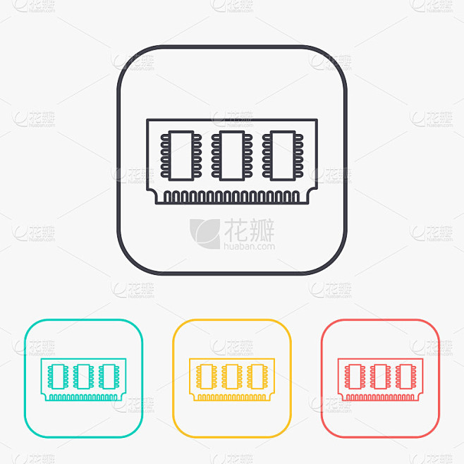 内存芯片的矢量轮廓图标