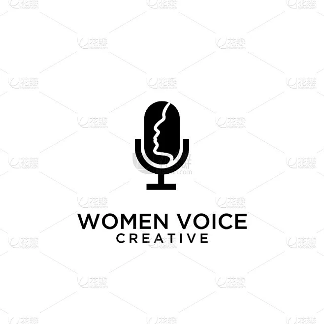 creative Women Voice icon concept podcast with wom素材-花瓣网
