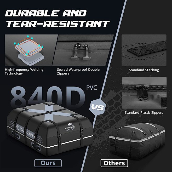 Amazon.com: Extremus ExplorationX Rooftop Cargo Carrier Bag-15 Cu Ft ...