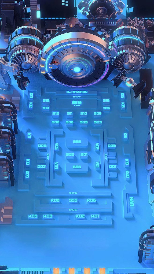 C4D科幻场景座位图