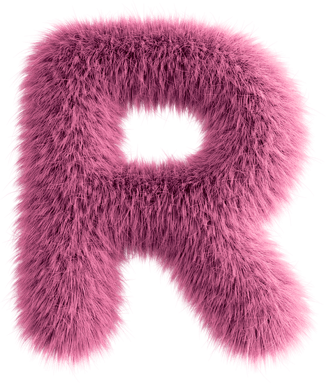 Pink 3D Fluffy Letter R