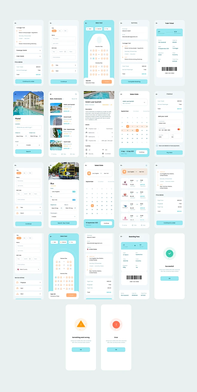 Booking Ticketing Flight, Hotel, Train, Bus App UI Kit - UI Kits ...
