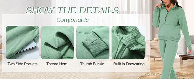 Amazon.com: ROJZR Fleece 2 Piece Jogger Sets Half Zip Sweatshirt Casual ...