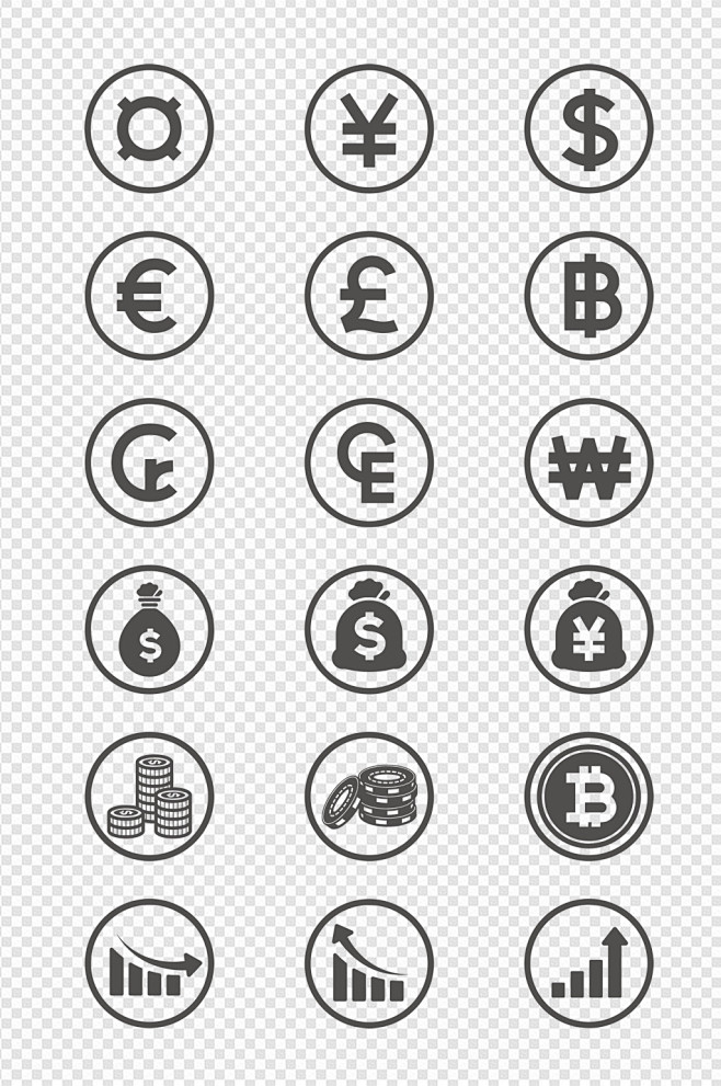 金融图标钱货币符号美元比特币筹码免扣元素-花瓣网