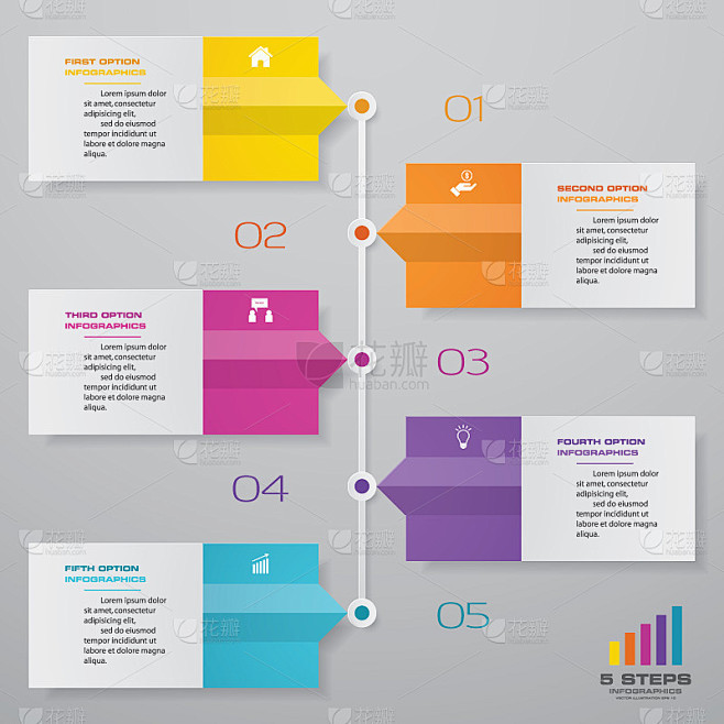 5 steps infographics chart design element. For dat