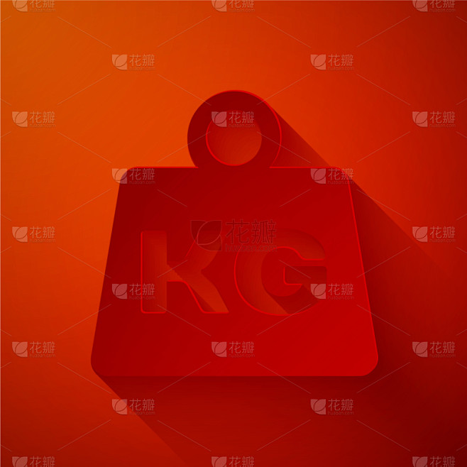 paper cut weight icon isolated on red background