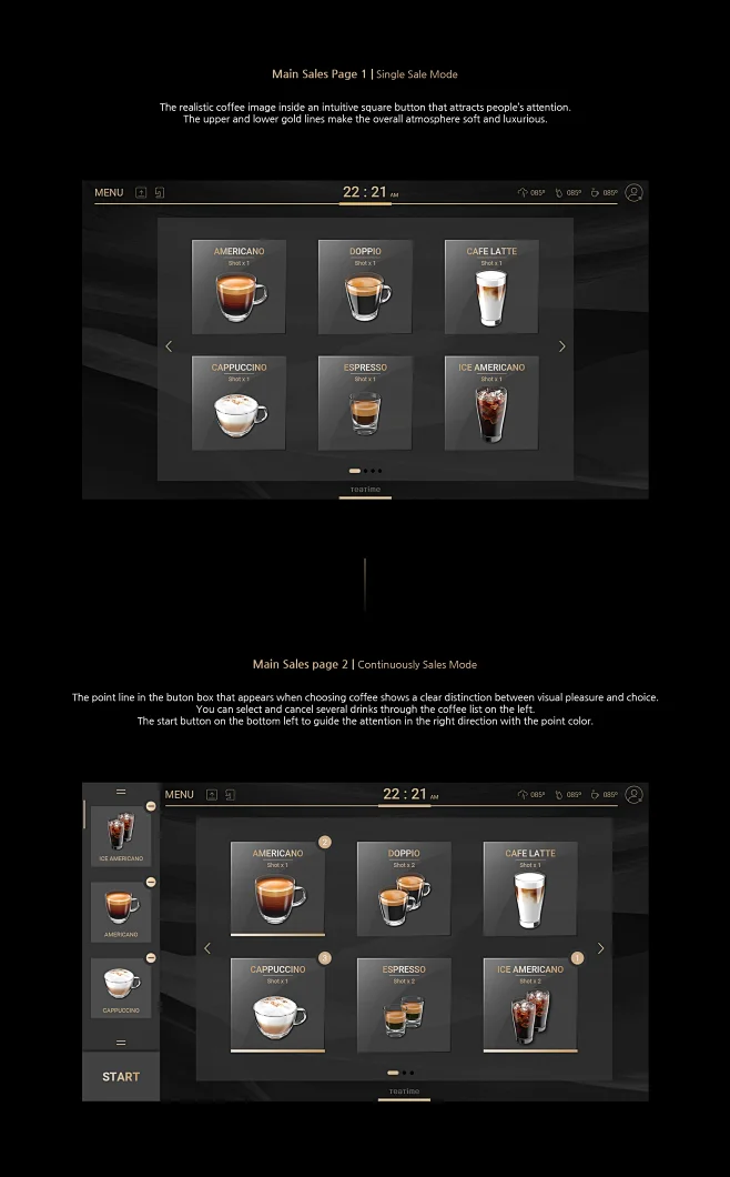 automatic Coffee Coffee machine design GUI Interface Kiosk UI ux uxui-花瓣网