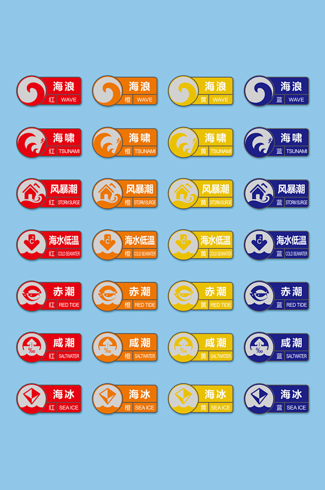海洋灾害天气预警标准图标-众图网
