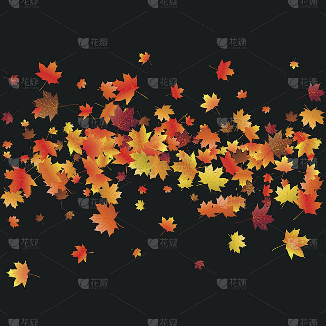 抽象背景与飞翔的枫叶。