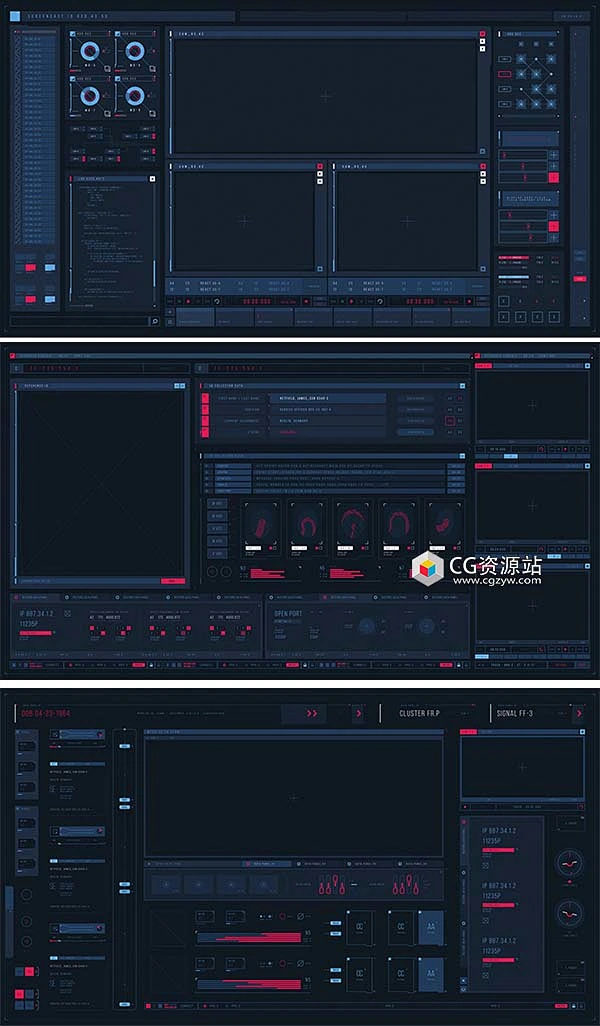 AE模板+AI-科技感HUD屏幕界面元素动画 | CG资源站-花瓣网
