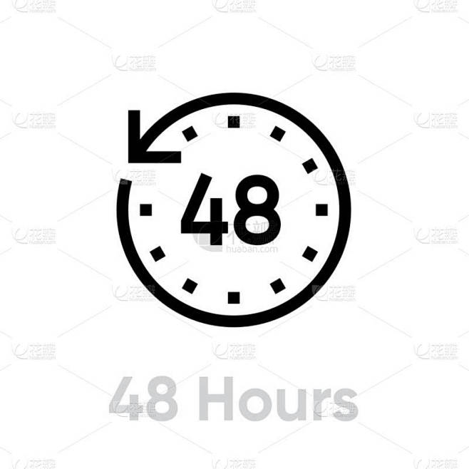 48小时图标。可编辑的矢量概要
